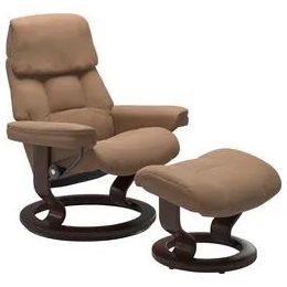 Relaxsessel stressless "Ruby", braun (latte batick), B:74cm H:97cm T:74cm, Leder BATICK: BATICK ist ein leicht korrigiertes, durchgefärbtes und genarbtes Möbelleder, bei dem die meisten Unebenheiten und Spuren in der Regel entfernt wurden., Leder PALOMA: PALOMA ist ein durchgefärbtes Semianilin-Möbelleder mit natürlicher Narbung., Sessel, mit Classic Base, Größe S, Gestell Eiche, Wenge, Braun & Sc