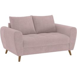 2-Sitzer MR. COUCH, B:160cm H:71cm T:90cm, rosa, Stripes (92% Polyester / 8% Nylon), Sofas, "Blackburn II", Mit Kaltschaumpolsterung bis 140 kg