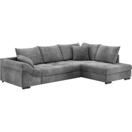 Ecksofa MR. COUCH, B:303cm H:86cm T:202cm, grau, Dolce (100% Polyester), Wohnzimmer, Sofas, "Allegro, L-Form", mit Hochschläfer-Bettauszug, wahlweise