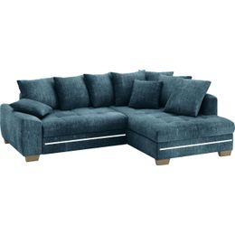 Ecksofa MR. COUCH, B:243cm H:88cm T:190cm, blau, Dolce (100% Polyester), Wohnzimmer, Sofas, "Nikita II, L-Form", mit Kaltschaum, RGB-LED Beleuchtung,