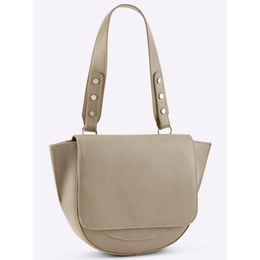Heine Damen Handtasche, beige, Viskosemischung, unifarben, Taschen