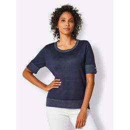 Damen Strickpullover "Baumwoll-Pullover", blau, Gr. 40, CREATION L PREMIUM, unifarben, 96% Baumwolle, 3% Polyamid, 1% Polyester, Pullover