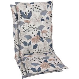 Hochlehnerauflage GO-DE, B:50cm H:6cm T:120cm, blau, Baumwolle, Polyester, Polyurethan, Polsterauflagen, Ma&szlig;e ca.: 50 cm x 120 cm x 6 cm