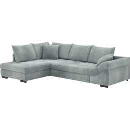 Ecksofa MR. COUCH, B:303cm H:86cm T:202cm, silber, Dolce (100% Polyester), Wohnzimmer, Sofas, "Allegro, L-Form", mit Hochschläfer-Bettauszug,