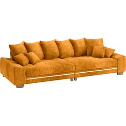 Big-Sofa MR. COUCH, B:300cm H:88cm T:118cm, orange, Dolce (100% Polyester), Sofas, "Nikita II", mit RGB-LED, Bluetooth-Soundsystem, Kaltschaum