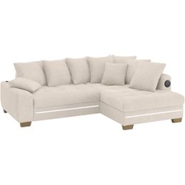 Ecksofa MR. COUCH, B:243cm H:88cm T:190cm, beige, Stripes (92% Polyester / 8% Nylon), Wohnzimmer, Sofas, "Nikita II, L-Form", RGB-LED,