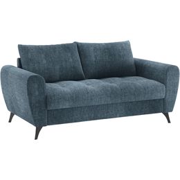 2,5-Sitzer MR. COUCH, B:180cm H:71cm T:90cm, blau, Dolce (100% Polyester), Sofas, "Blackburn II", Wahlweise mit Kaltschaumpolsterung bis 140 kg