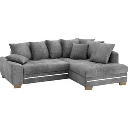 Ecksofa MR. COUCH, B:243cm H:88cm T:190cm, grau, Dolce (100% Polyester), Wohnzimmer, Sofas, "Nikita II, L-Form", mit RGB-LED Beleuchtung, wahlweise