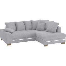 Ecksofa MR. COUCH, B:243cm H:88cm T:190cm, grau, Stripes (92% Polyester / 8% Nylon), Wohnzimmer, Sofas, "Nikita II, L-Form", mit Kaltschaum, RGB-LED