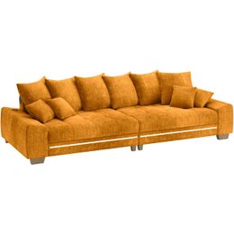 Big-Sofa MR. COUCH, B:300cm H:88cm T:118cm, orange, Dolce (100% Polyester), Sofas, "Nikita II", RGB-LED, Bluetooth-Soundsystem, wahlweise mit