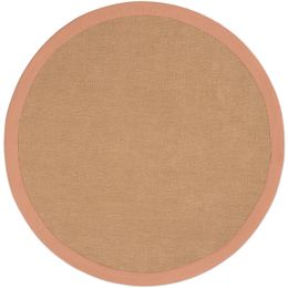Sisalteppich CarpetFine, H:5mm &Oslash;:60cm, orange, Sisal, Teppiche, "Sisal", mit farbiger Bord&uuml;re, Anti-Rutsch R&uuml;ckseite