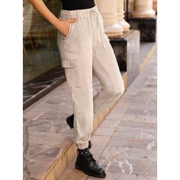 Inspirationen Damen Cargohose, beige, Gr. 36, unifarben, 100% Lyocell, Hosen