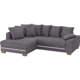 Ecksofa MR. COUCH, B:243cm H:88cm T:190cm, grau, Stripes (92% Polyester / 8% Nylon), Wohnzimmer, Sofas, "Nikita II, L-Form", mit RGB-LED Beleuchtung,