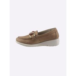 Casual Looks Damen Slipper, Gr. 38, braun, Leder, Schuhe