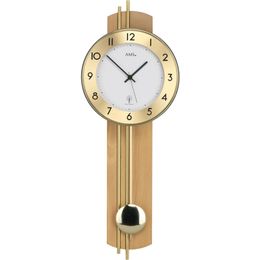 AMS Funk-Pendelwanduhr "F5266/18", B/H/L: 22cm x 8cm x 62cm, braun, Wanduhren, Quarzuhr, Holzgehäuse, Buche,Esszimmer,Wohnzimmer
