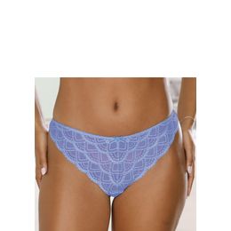 Vivance Damen String "Mirabella", Gr. 44, blau, Microtouch, Obermaterial: 87% Polyamid, 13% Elasthan, Unterhosen, rundherum aus Spitze
