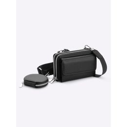 Heine Damen Schultertasche, schwarz, Viskosemischung, unifarben, Taschen