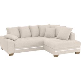 Ecksofa MR. COUCH, B:243cm H:88cm T:190cm, beige, Stripes (92% Polyester / 8% Nylon), Wohnzimmer, Sofas, "Nikita II, L-Form", mit RGB-LED