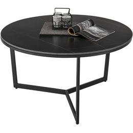 Couchtisch Stolkom, schwarz, Wohnzimmer, Tische, "HARPER 1", rund Keramik, Tisch-Platte marmorisiert