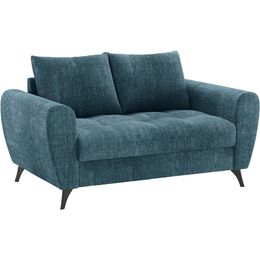 2-Sitzer MR. COUCH, B:160cm H:71cm T:90cm, blau, Dolce (100% Polyester), Sofas, "Blackburn II", Wahlweise mit Kaltschaumpolsterung bis 140 kg