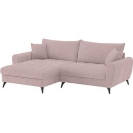 Ecksofa MR. COUCH, B:246cm H:71cm T:170cm, rosa, Stripes (92% Polyester / 8% Nylon), Wohnzimmer, Sofas, "Blackburn II, L-Form", Mit