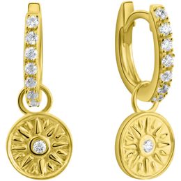 Firetti Damen Paar Creolen "Schmuck Geschenk Silber 925 Ohrschmuck Ohrringe Sonne", Silber 925 (Sterlingsilber), gold, Silber 925 (Sterlingsilber),