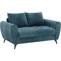 2-Sitzer MR. COUCH, B:160cm H:71cm T:90cm, blau, Dolce (100% Polyester), Sofas, "Blackburn II", Mit Kaltschaumpolsterung bis 140 kg belastbar