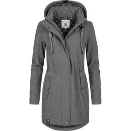 PEAK TIME Damen Softshelljacke "L60013", grau, Gr. XS, Softshell, Obermaterial: 96% Polyester, 4% Elasthan, Futter 1: 100% Polyester, Futter 2: 60%