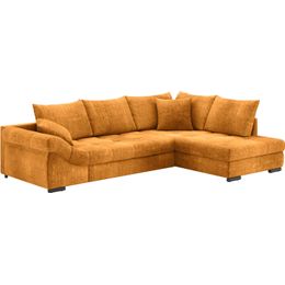 Ecksofa MR. COUCH, B:303cm H:86cm T:202cm, orange, Dolce (100% Polyester), Wohnzimmer, Sofas, "Allegro, L-Form", mit Hochschläfer-Bettauszug,