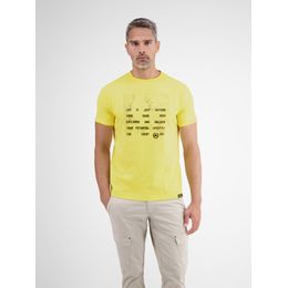 Lerros Herren T-Shirt "Lerros T-Shirt, Graphic Print", gelb, Gr. S, 100% Baumwolle, Shirts
