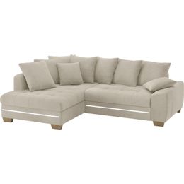 Ecksofa MR. COUCH, B:243cm H:88cm T:190cm, beige, Novaclean Avanti (100% Polyester), Wohnzimmer, Sofas, "Nikita II, L-Form", mit RGB-LED Beleuchtung,