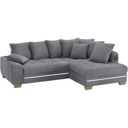 Ecksofa MR. COUCH, B:243cm H:88cm T:190cm, grau, Novaclean Avanti (100% Polyester), Wohnzimmer, Sofas, "Nikita II, L-Form", RGB-LED,