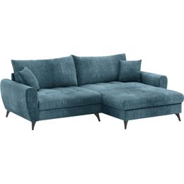 Ecksofa MR. COUCH, B:246cm H:71cm T:170cm, blau, Dolce (100% Polyester), Wohnzimmer, Sofas, "Blackburn II, L-Form", Mit Kaltschaumpolsterung bis 140