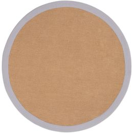 Sisalteppich CarpetFine, H:5mm &Oslash;:60cm, grau, Sisal, Teppiche, "Sisal", mit farbiger Bord&uuml;re, Anti-Rutsch R&uuml;ckseite