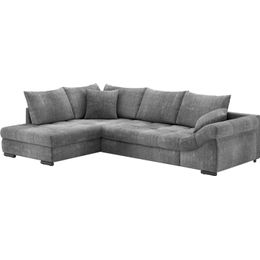 Ecksofa MR. COUCH, B:303cm H:86cm T:202cm, grau, Dolce (100% Polyester), Wohnzimmer, Sofas, "Allegro, L-Form", mit Hochschläfer-Bettauszug, wahlweise