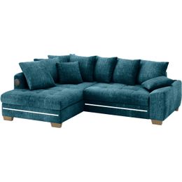 Ecksofa MR. COUCH, B:243cm H:88cm T:190cm, blau, Dolce (100% Polyester), Wohnzimmer, Sofas, "Nikita II, L-Form", RGB-LED, Bluetooth-Soundsystem,