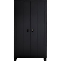 Garderobenschrank Woood, schwarz, Holzwerkstoff, Flur, Schr&auml;nke, "Ties", mit Kleiderstange, viel Stauraum, H 203 cm x B 110 cm