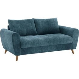 2,5-Sitzer MR. COUCH, B:180cm H:71cm T:90cm, blau, Dolce (100% Polyester), Sofas, "Blackburn II", Mit Kaltschaumpolsterung bis 140 kg belastbar