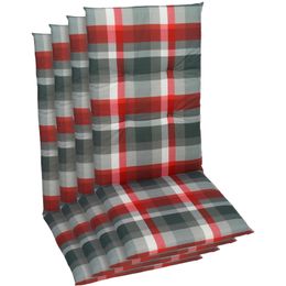 Hochlehnerauflage GO-DE, B:48cm H:5cm T:118cm, rot, Baumwolle, Polyester, Polyurethan, Polsterauflagen, Maße ca.: 48 cm x 118 cm x 5 cm