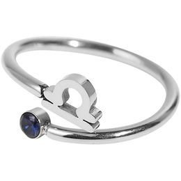 Firetti Damen Fingerring "Schmuck Geschenk Damenring Sternzeichen", 5 g, Waage, Edelstahl, 1,2mm, silber, Edelstahl, Fingerringe, Made in Germany -