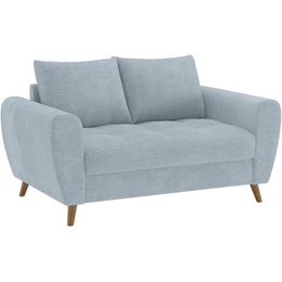 2-Sitzer MR. COUCH, B:160cm H:71cm T:90cm, blau, Stripes (92% Polyester / 8% Nylon), Sofas, "Blackburn II", Mit Kaltschaumpolsterung bis 140 kg