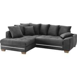 Ecksofa MR. COUCH, B:243cm H:88cm T:190cm, schwarz, Memphis (Grundgewebe - 100% Polyester; Nutzschicht- 90% Polyester / 10% Polyamide), Wohnzimmer,