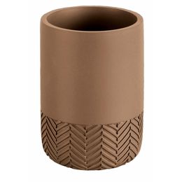 Zahnputzbecher Kleine Wolke, B:7cm H:10cm L:7cm, braun, Polyresin, Zahnputzbecher, "Herringbone", Accessoire Serie in modernen Scandi Farben