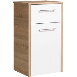 Unterschrank SAPHIR, B:40cm H:72cm T:33cm, braun, Spanplatte, Badezimmer, Schränke, "Quickset 382 Badschrank, 1 Tür, 1 Schublade, Weiß Hochglanz",