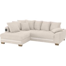 Ecksofa MR. COUCH, B:243cm H:88cm T:190cm, beige, Stripes (92% Polyester / 8% Nylon), Wohnzimmer, Sofas, "Nikita II, L-Form", mit Kaltschaum,