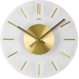 AMS Wanduhr "W9319", B/H/L: 4cm, gold, Wanduhren, Quarzuhr,Glas,Wohnzimmer,Esszimmer,Küche,Arbeitszimmer,Büro, Flur