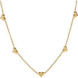 Firetti Damen Herzkette "Schmuck Geschenk Edelstahl Halsschmuck Halskette Ankerkette Herz", Edelstahl, L: 44, gold, Edelstahl, Halsketten, mit