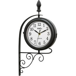 AMS Wanduhr "W9433", B/H/L: 24cm x 9cm x 54cm, schwarz, Wanduhren, Quarzuhr,Wohnzimmer,Esszimmer,Küche,Arbeitszimmer,Büro,Flur