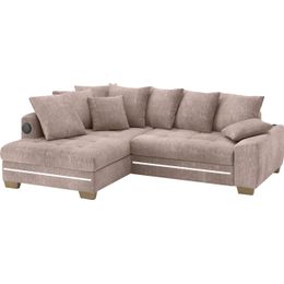 Ecksofa MR. COUCH, B:243cm H:88cm T:190cm, grau, Dolce (100% Polyester), Wohnzimmer, Sofas, "Nikita II, L-Form", mit Kaltschaum, RGB-LED,