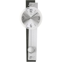 AMS Pendelwanduhr "W7255", B/H/L: 23cm x 7cm x 65cm, silber, Wanduhren, Quarzuhr,Holzgehäuse,Esszimmer,Wohnzimmer